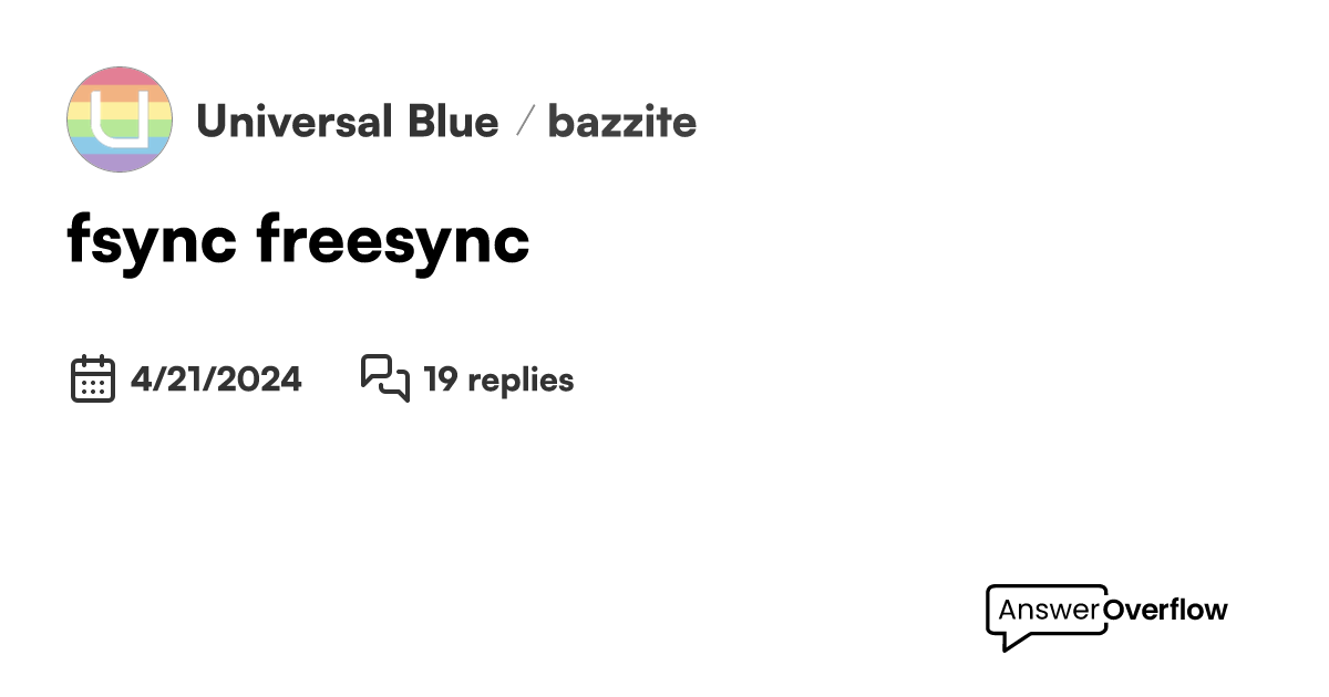 fsync = freesync? - Universal Blue
