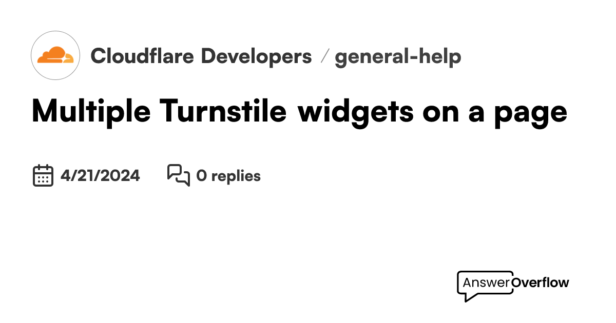 Multiple Turnstile widgets on a page - Cloudflare Developers