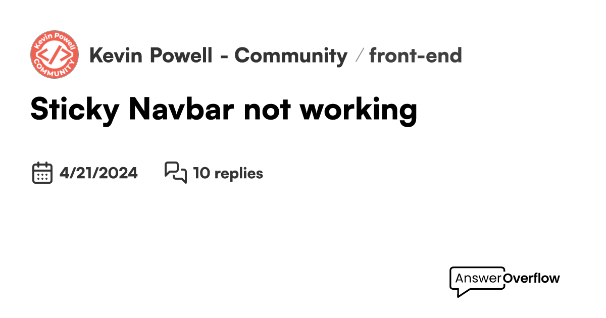 Sticky Navbar not working - Kevin Powell - Community