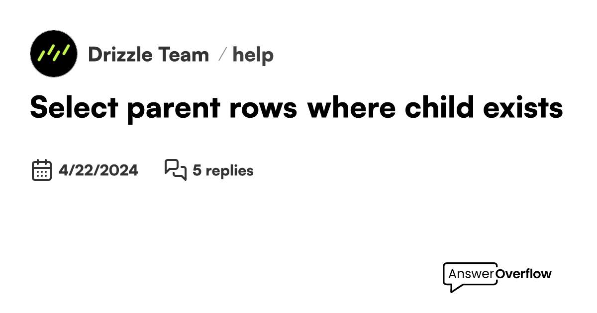 Select parent rows where child exists - Drizzle Team