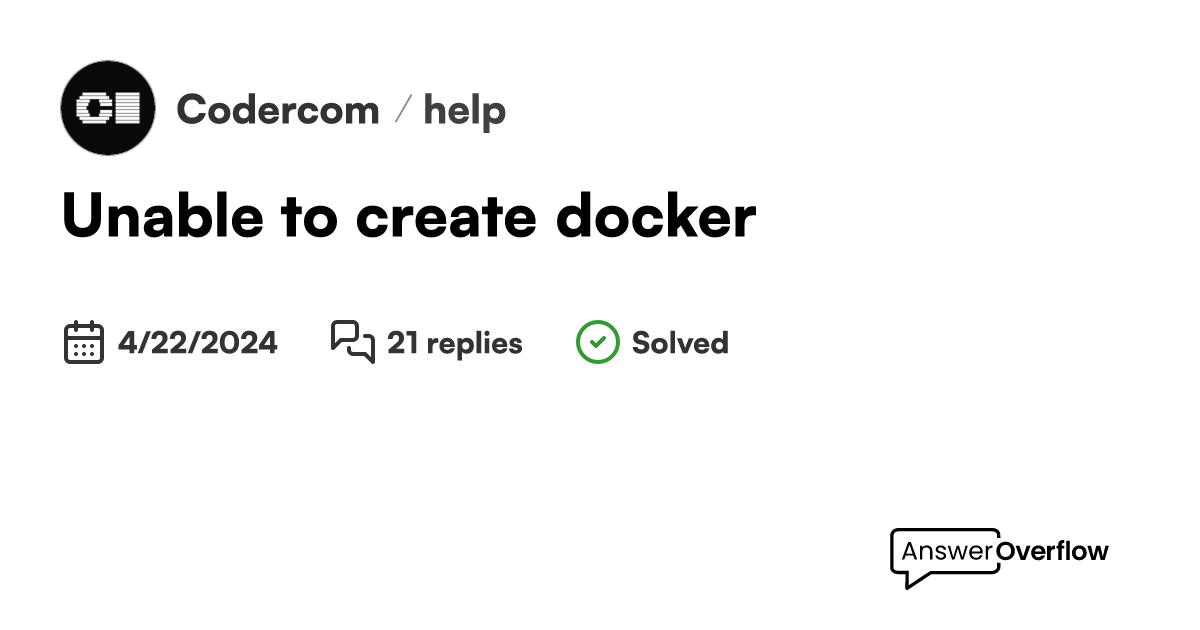 Unable to create docker - Coder.com