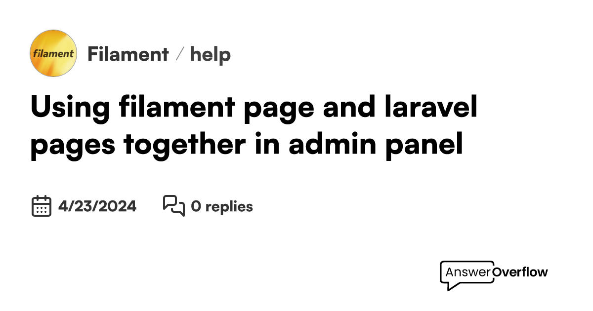 Using filament page and laravel pages together in admin panel - Filament