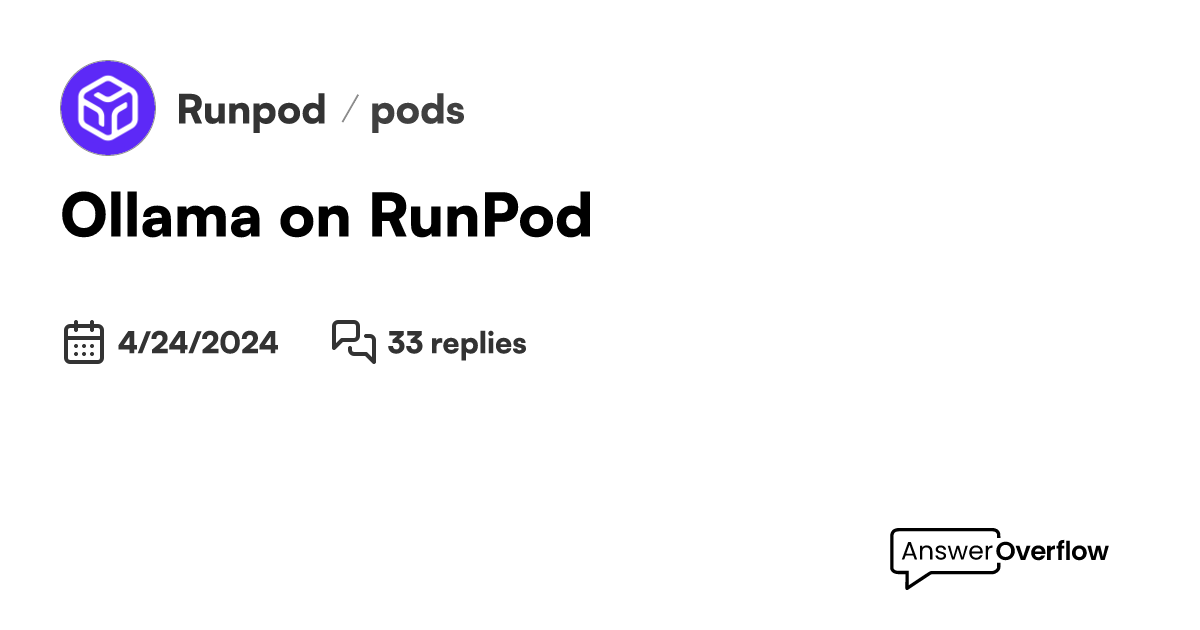 Ollama on RunPod - Runpod
