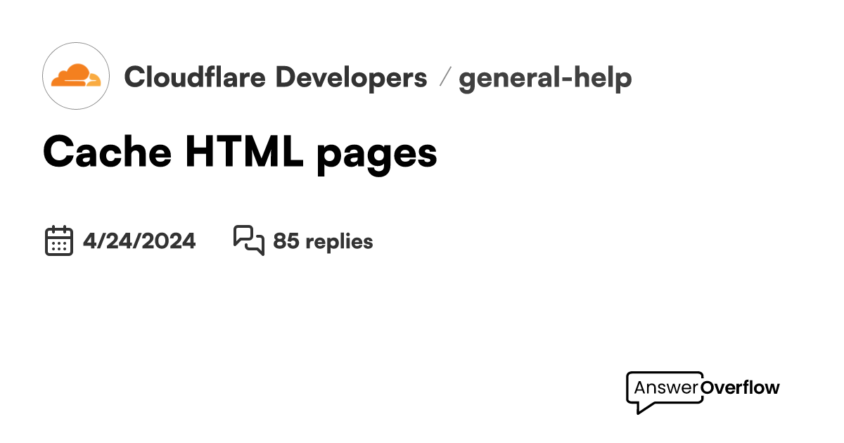 Cache HTML pages - Cloudflare Developers