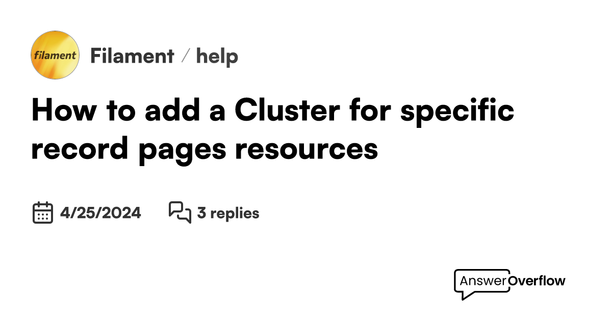 How to add a Cluster for specific record pages & resources - Filament