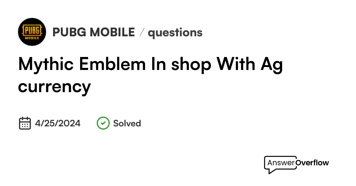Mythic Emblem In shop With Ag currency - PUBG MOBILE