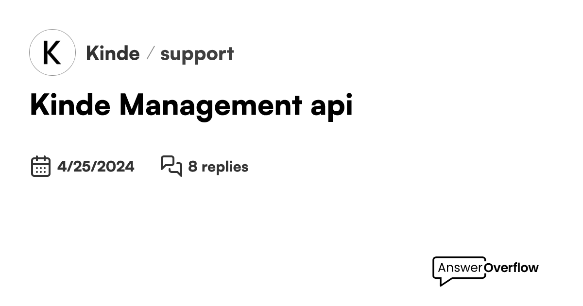 Kinde Management api - Kinde