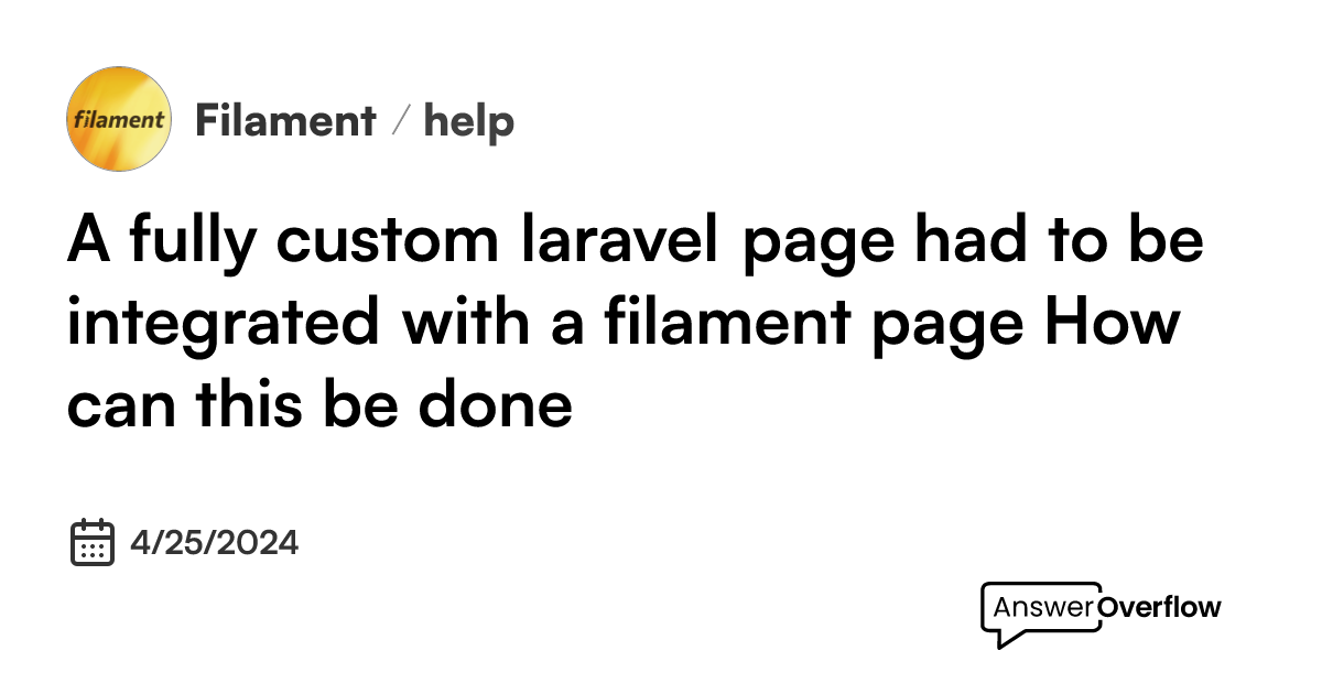 A fully custom laravel page had to be integrated with a filament page. How can this be done ...