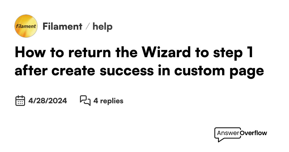 How to return the Wizard to step 1 after create success in custom page ...