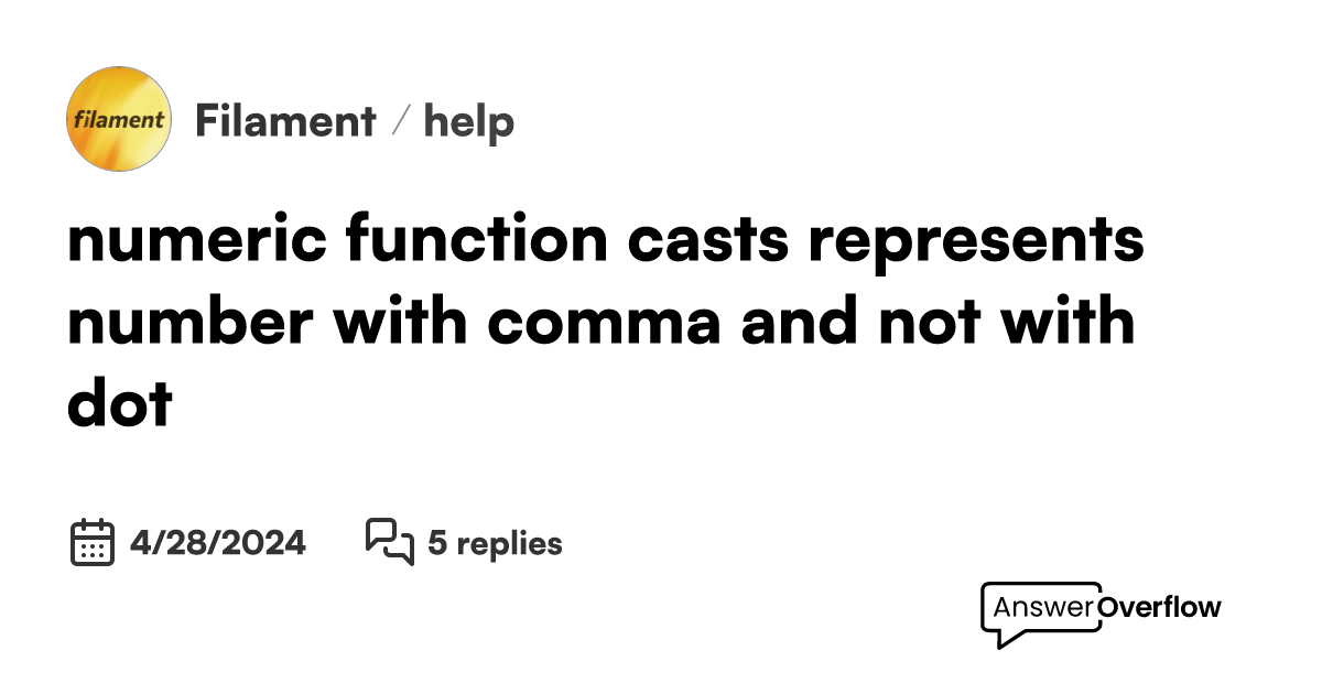 numeric() function casts represents number with comma and not with dot - Filament
