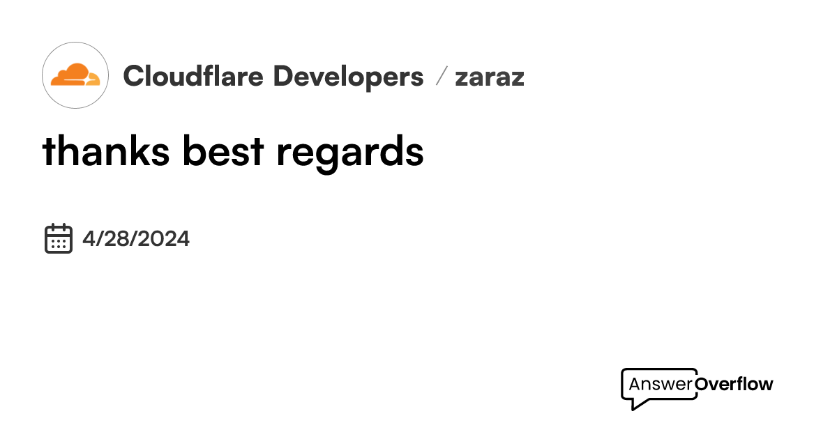 thanks & best regards - Cloudflare Developers