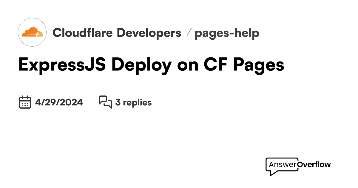 Express.JS Deploy on CF Pages - Cloudflare Developers