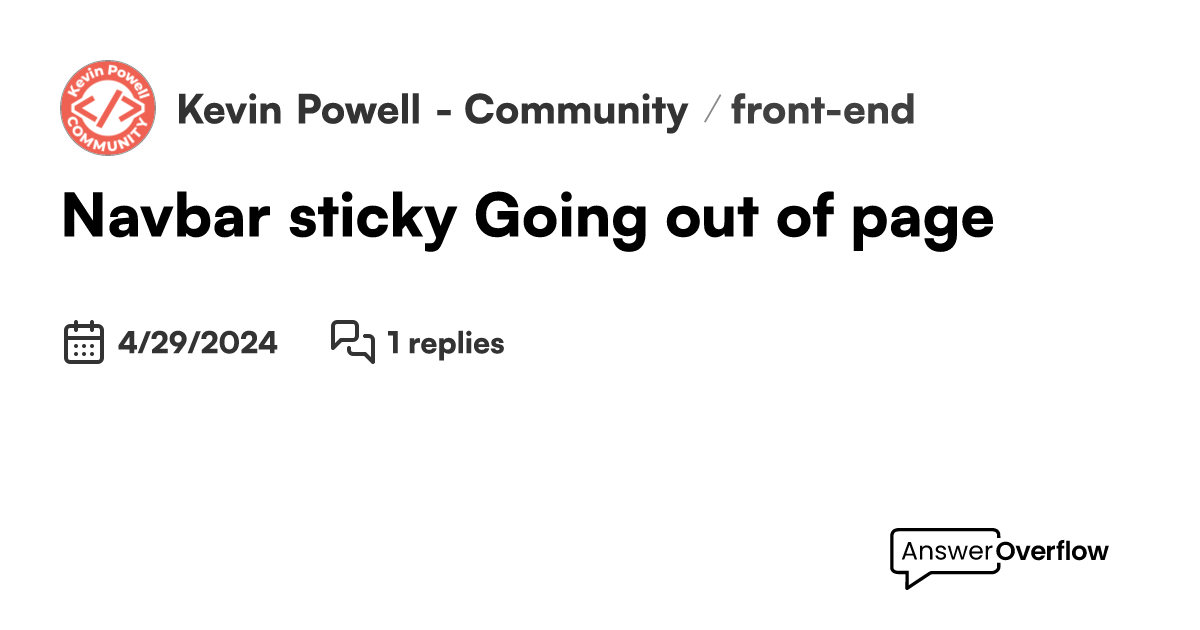 Navbar sticky Going out of page - Kevin Powell - Community