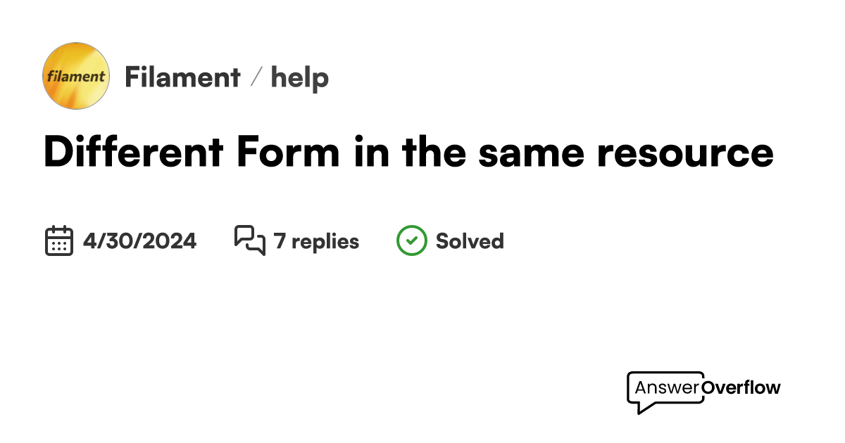 Different Form in the same resource - Filament