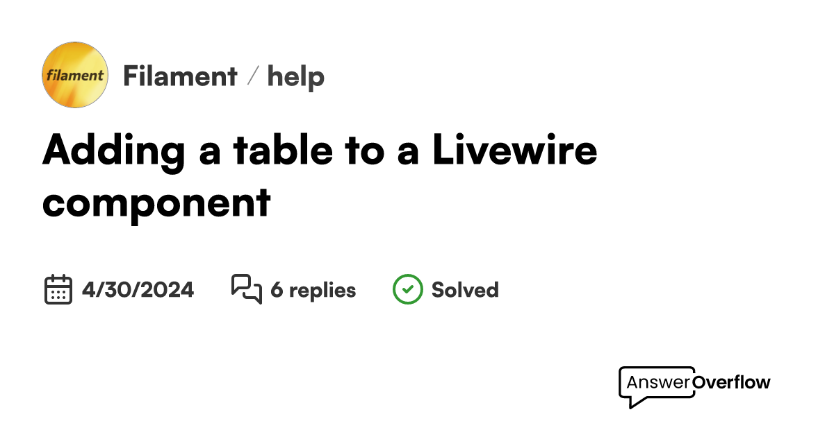 Adding a table to a Livewire component - Filament