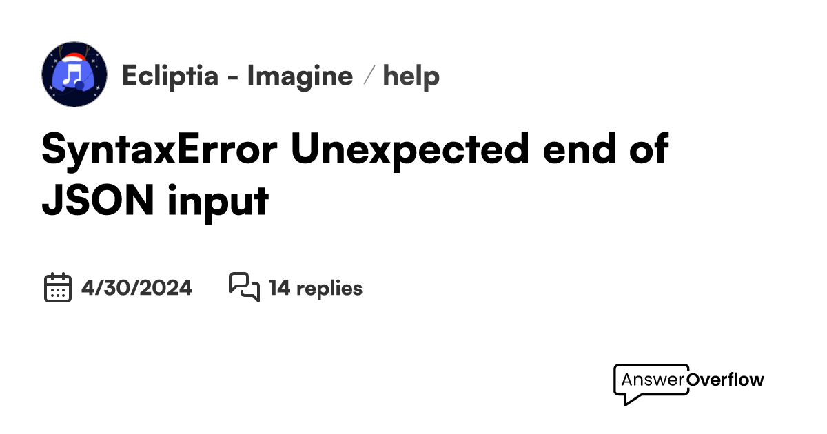 SyntaxError: Unexpected end of JSON input - 🎶 Moonlink.js - Imagine a Music Application