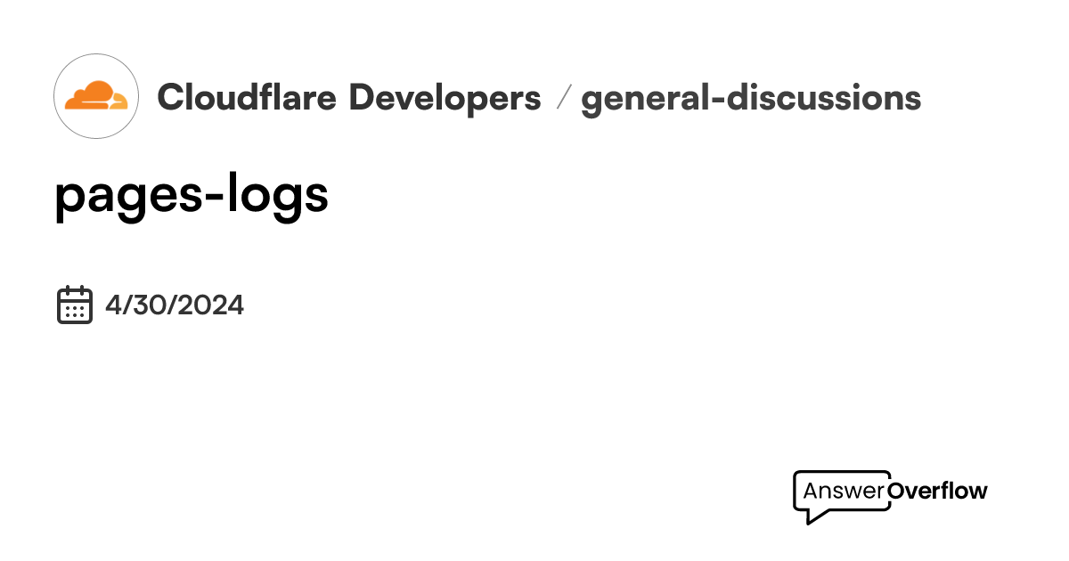 ?pages-logs - Cloudflare Developers