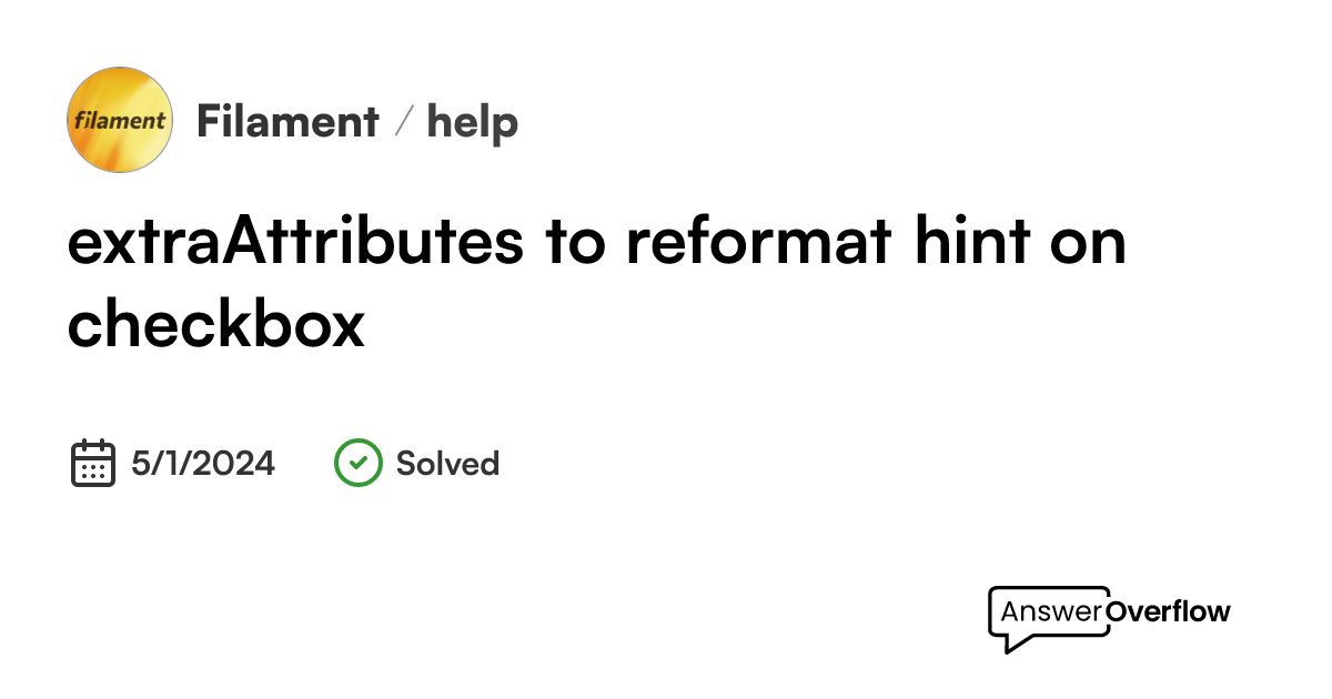 extraAttributes to reformat hint on checkbox? - Filament