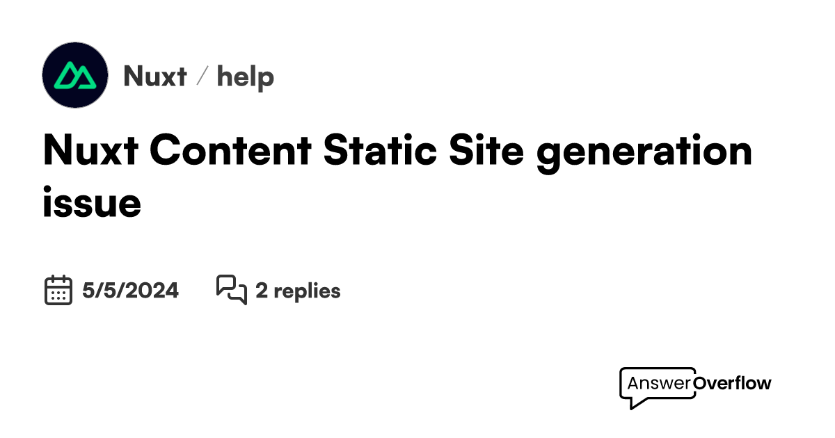 Nuxt Content Static Site generation issue - Nuxt