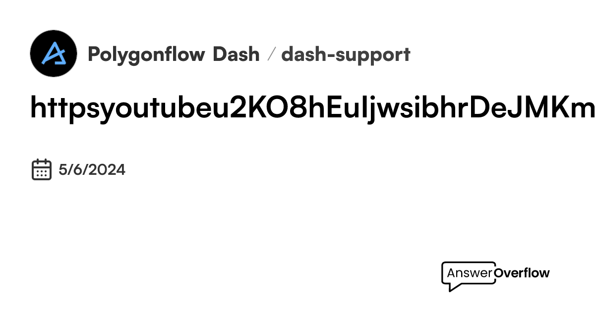 https://youtu.be/u2KO8hEuIjw?si=bhrDeJMKmn_I-2VK - Polygonflow Dash