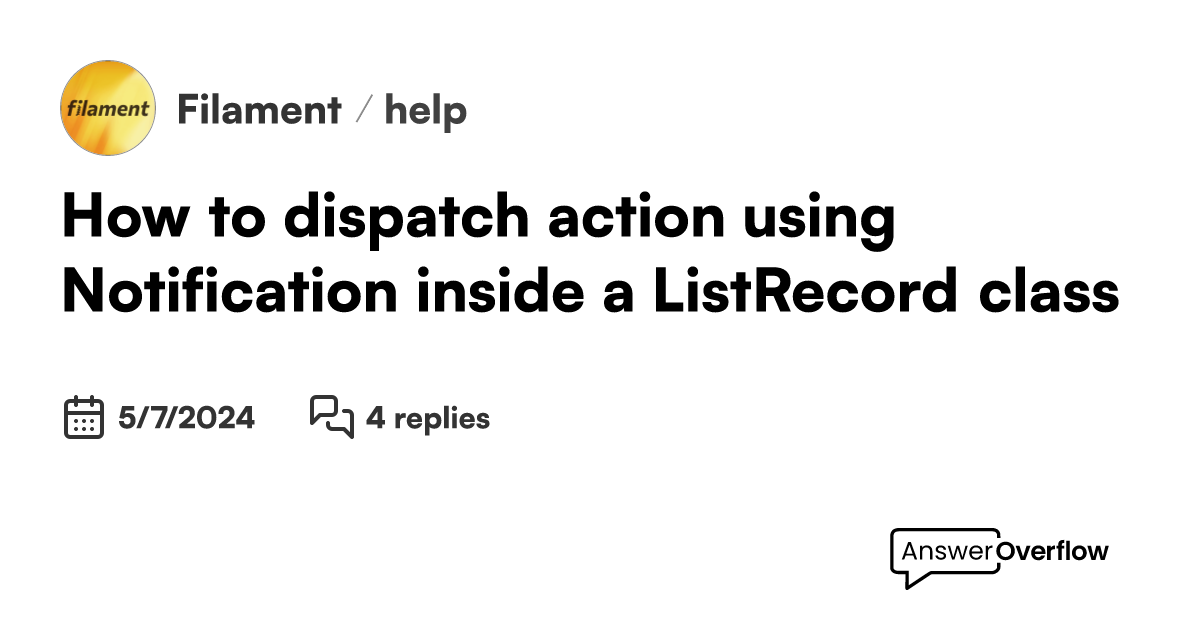 How to dispatch action using Notification inside a ListRecord class - Filament
