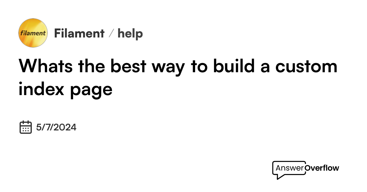 What's the best way to build a custom index page? - Filament