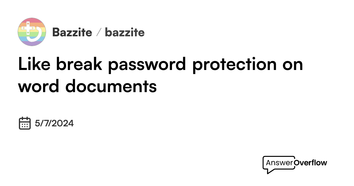 Like break password protection on word documents - Universal Blue