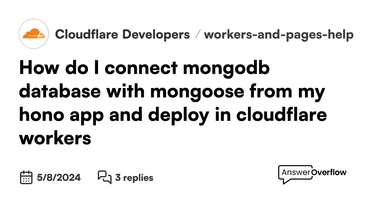 How Do I Connect Mongodb Database With Mongoose From My Hono App And