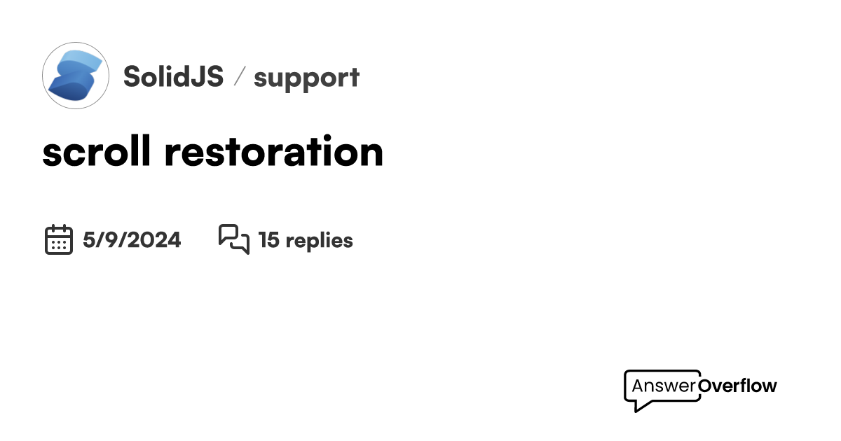scroll restoration - SolidJS