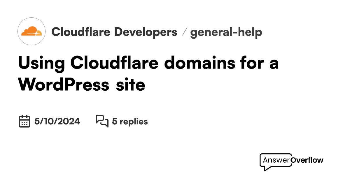 Using Cloudflare domains for a WordPress site - Cloudflare Developers