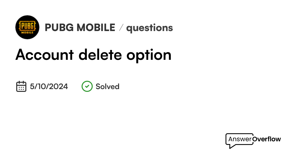 Account delete option - PUBG MOBILE