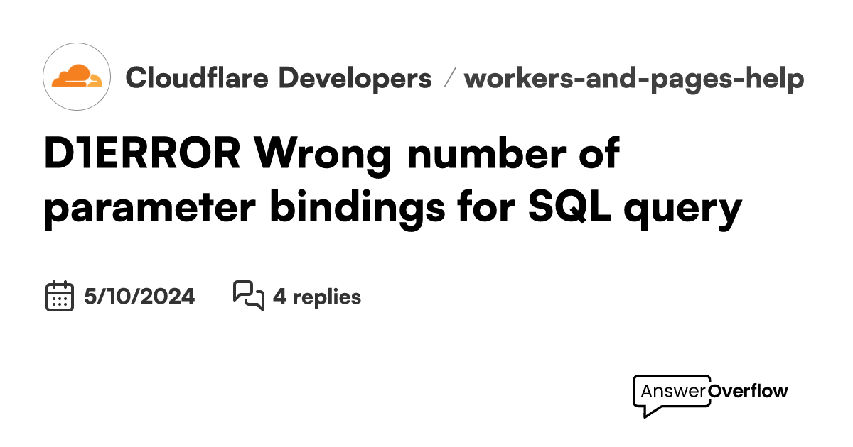 D1error Wrong Number Of Parameter Bindings For Sql Query 2592