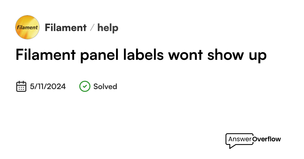 Filament panel labels won't show up - Filament