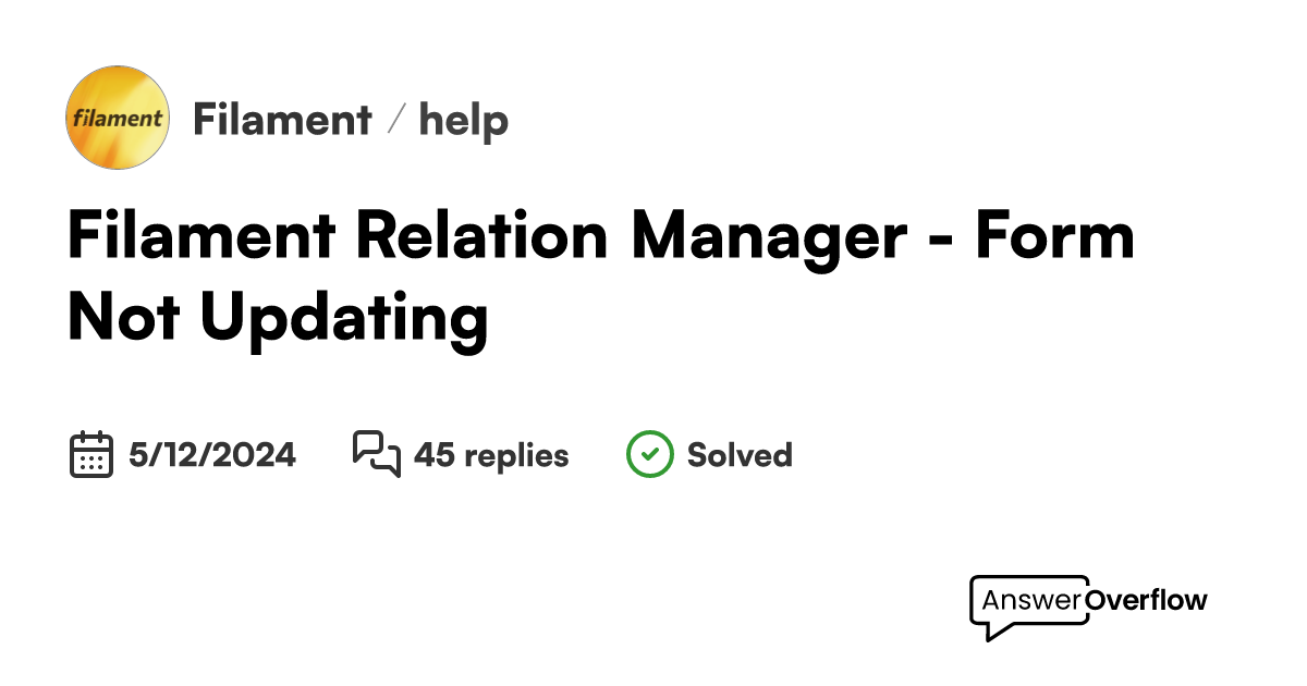 Filament Relation Manager - Form Not Updating - Filament