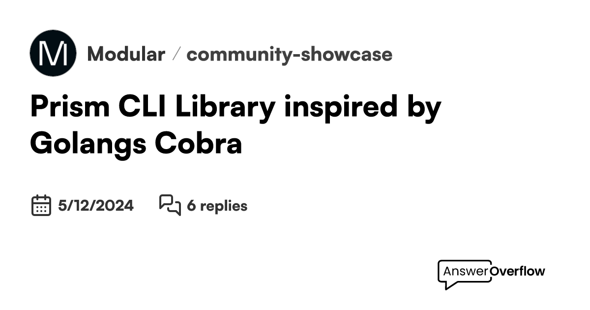 Prism: CLI Library (inspired by Golang's Cobra) - Modular