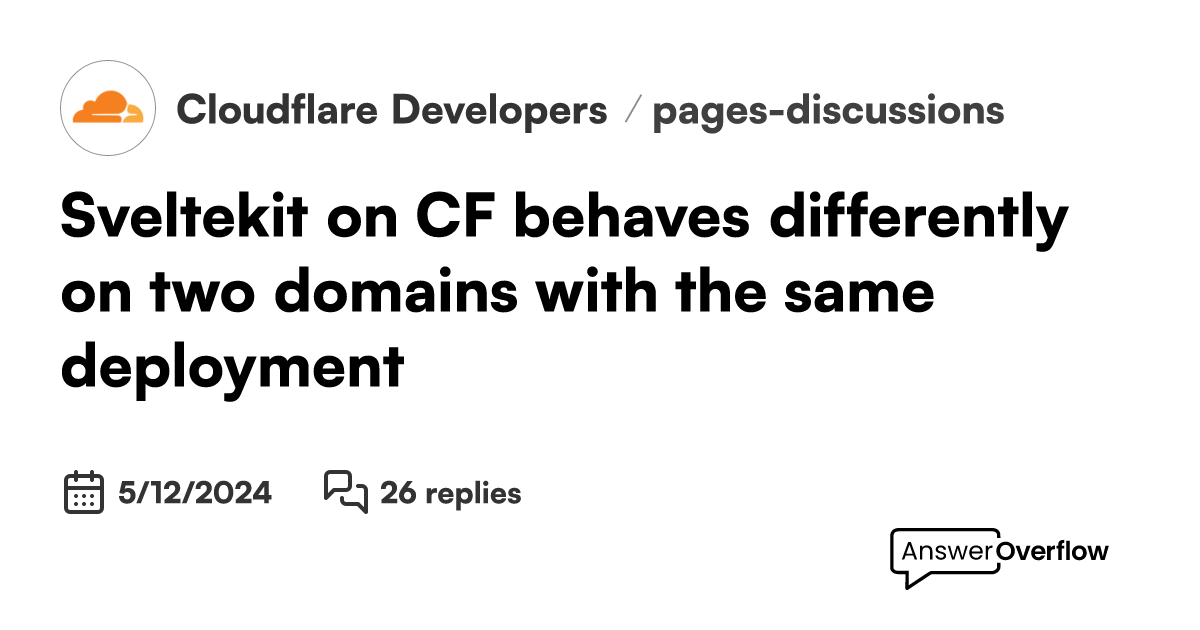 Svelte/kit on CF behaves differently on two domains, with the same deployment - Cloudflare ...
