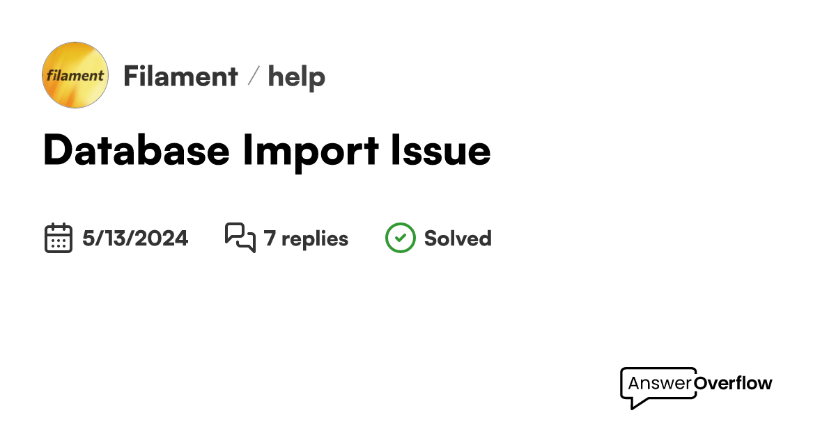 Database Import Issue - Filament