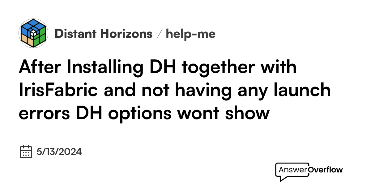 After Installing DH together with Iris+Fabric and not having any launch ...