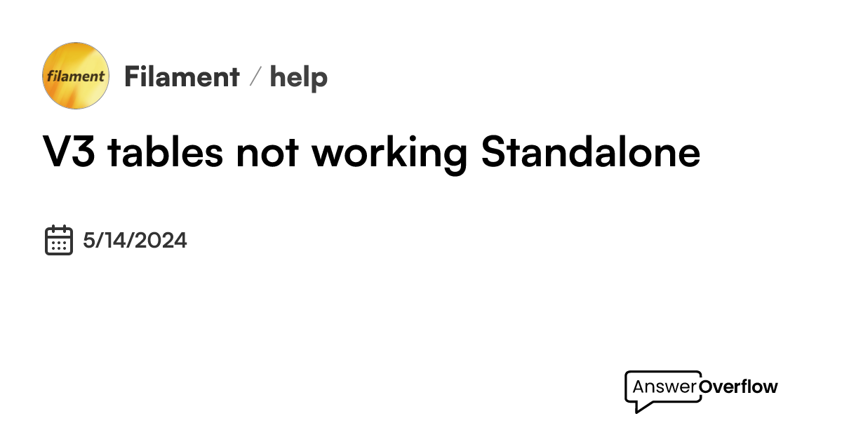 V3 tables not working (Standalone) - Filament