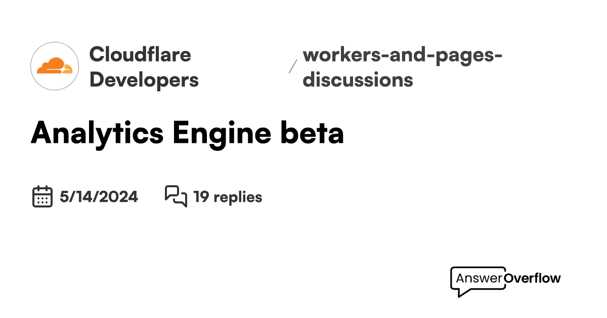 Analytics Engine (beta) - Cloudflare Developers
