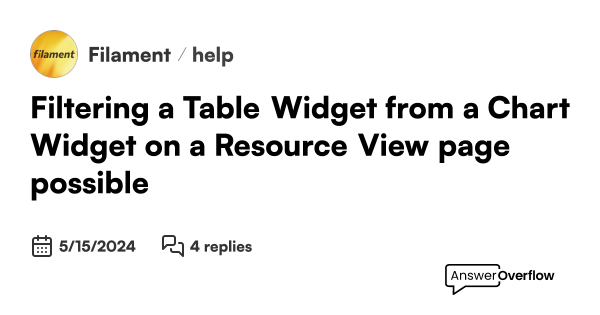Filtering a Table Widget from a Chart Widget on a Resource View page possible? - Filament