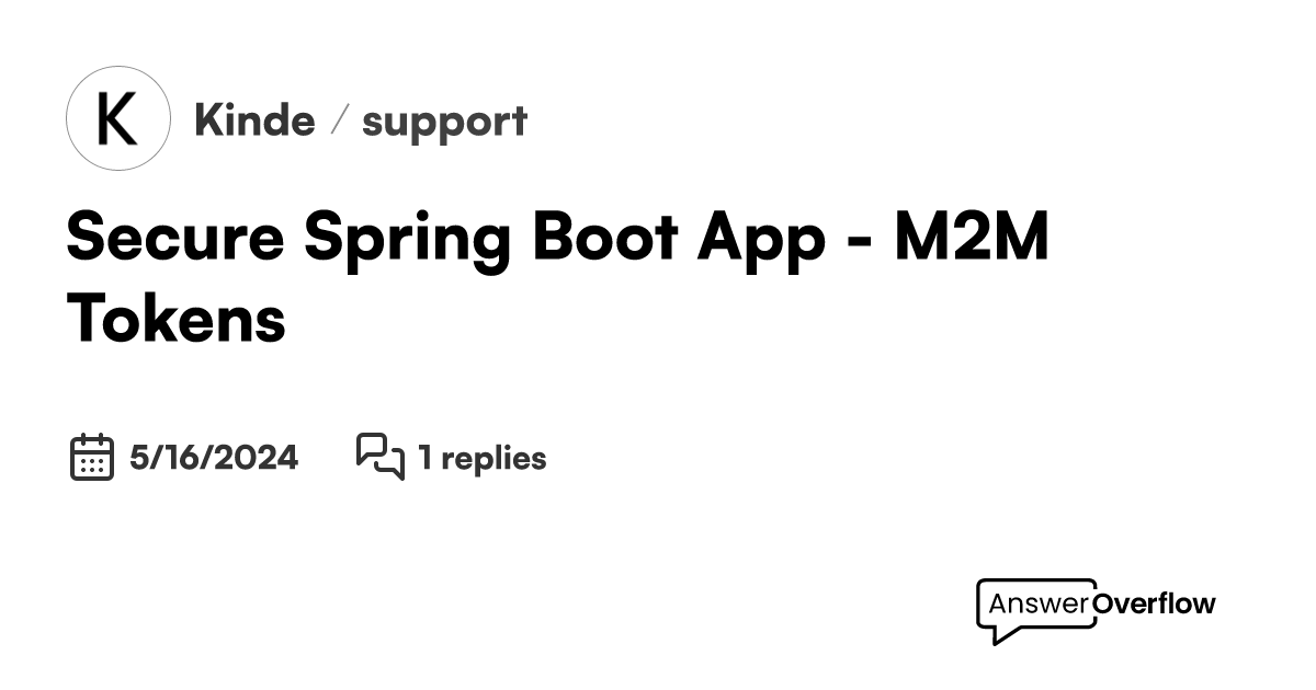 Secure Spring Boot App - M2M Tokens - Kinde