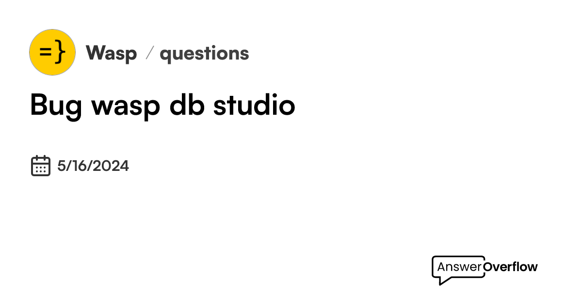 Bug wasp db studio - Wasp