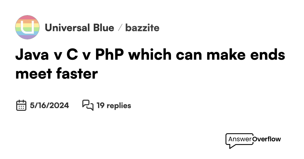 Java v C# v PhP which can make ends meet faster - Universal Blue