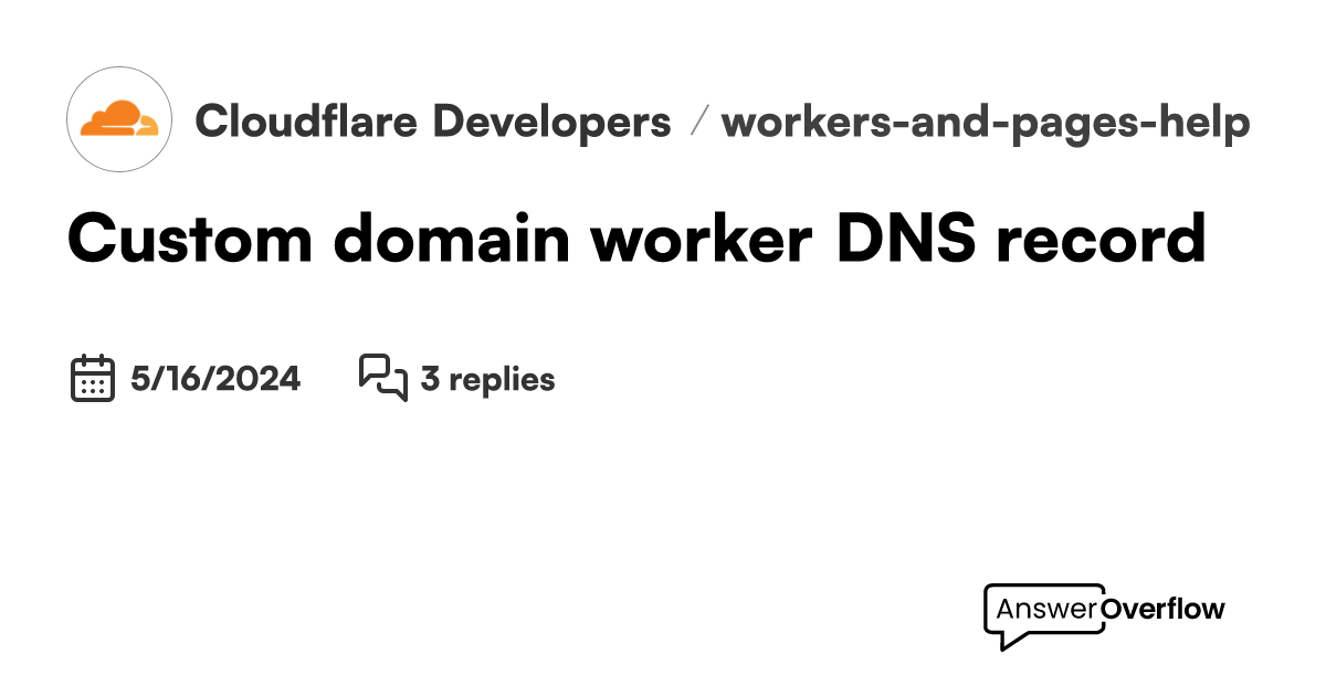 Custom domain worker DNS record - Cloudflare Developers