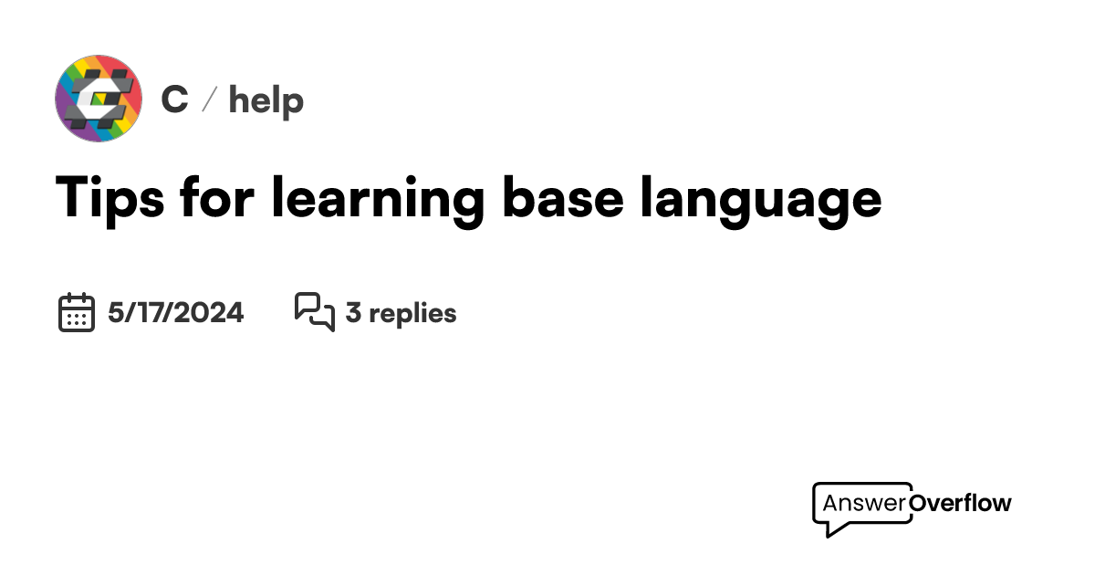 Tips for learning base language? - C#