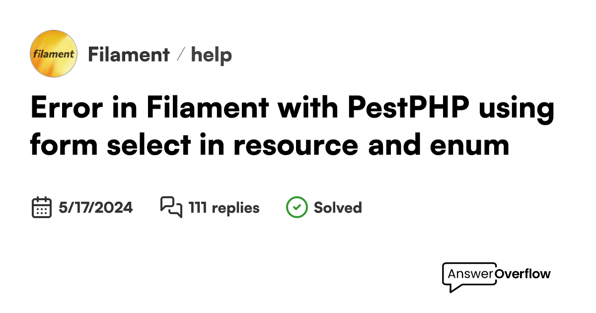 Error in Filament with PestPHP using form select in resource and enum - Filament