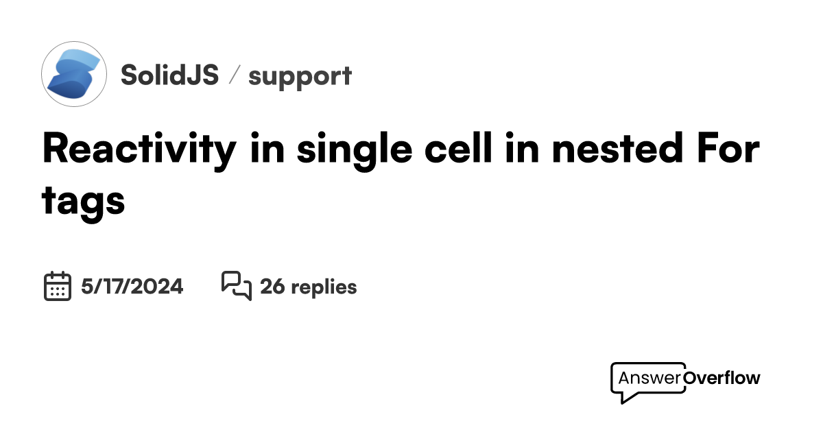 Reactivity in single cell in nested For tags - SolidJS