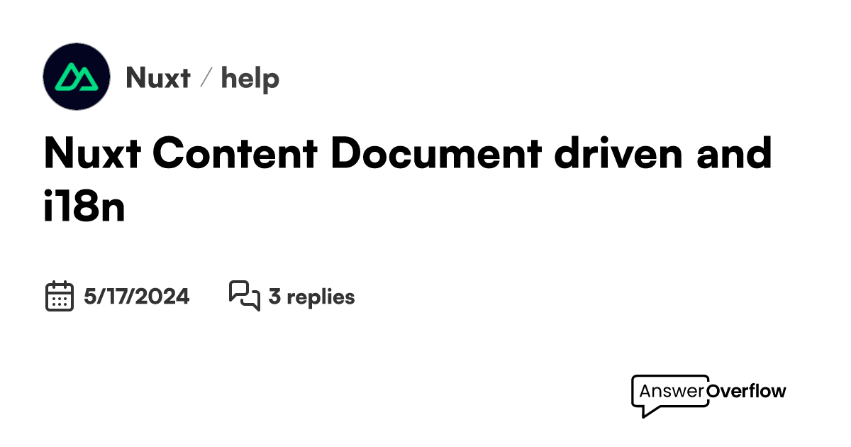 Nuxt Content (Document driven) and i18n - Nuxt