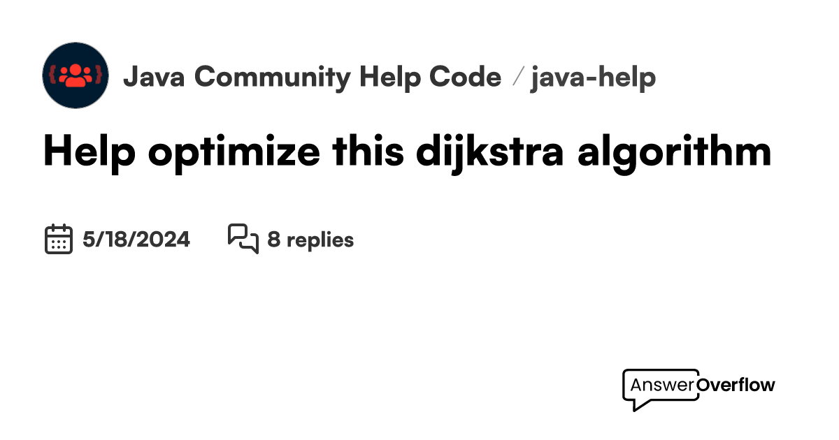 Help optimize this dijkstra algorithm: - Java Community | Help. Code. Learn.
